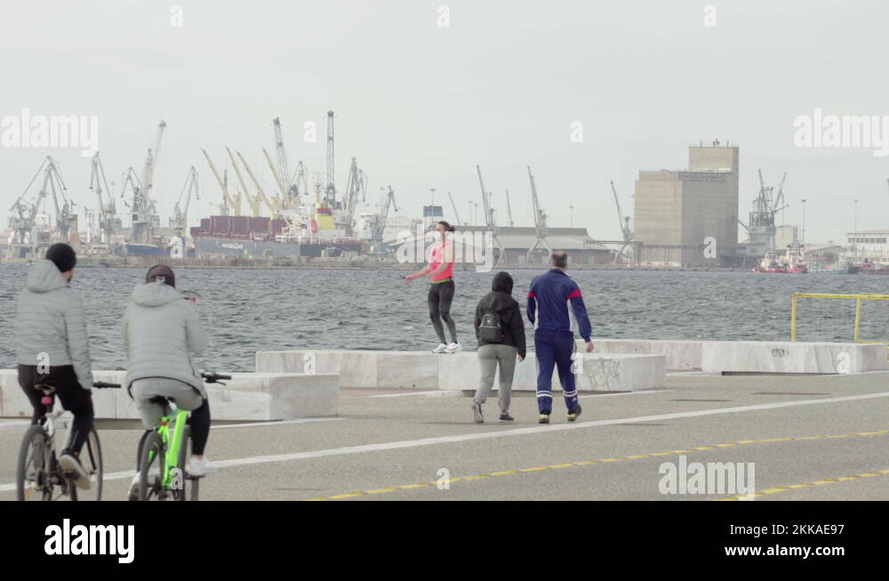 Thessaloniki, Greece Man wearing covid-19 protection mask exercising in public Stock Video ...