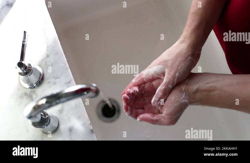 Top-Down View Of Man Washing Hands In Slow Motion Stock Video Footage ...