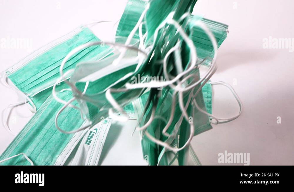 Pile of Surgical Mask Falling In Slow Motion and Landing Stock Video ...