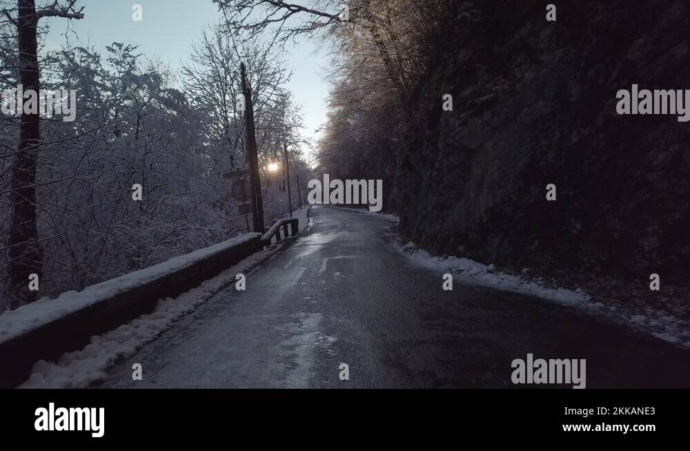 Road forest cliff sunset 01 Stock Video Footage - Alamy