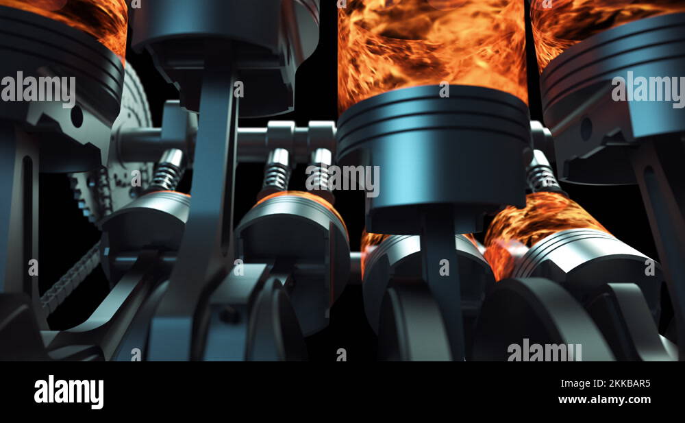 Powerful V8 Engine With Moving Pistons And Crankshaft Stock Video ...