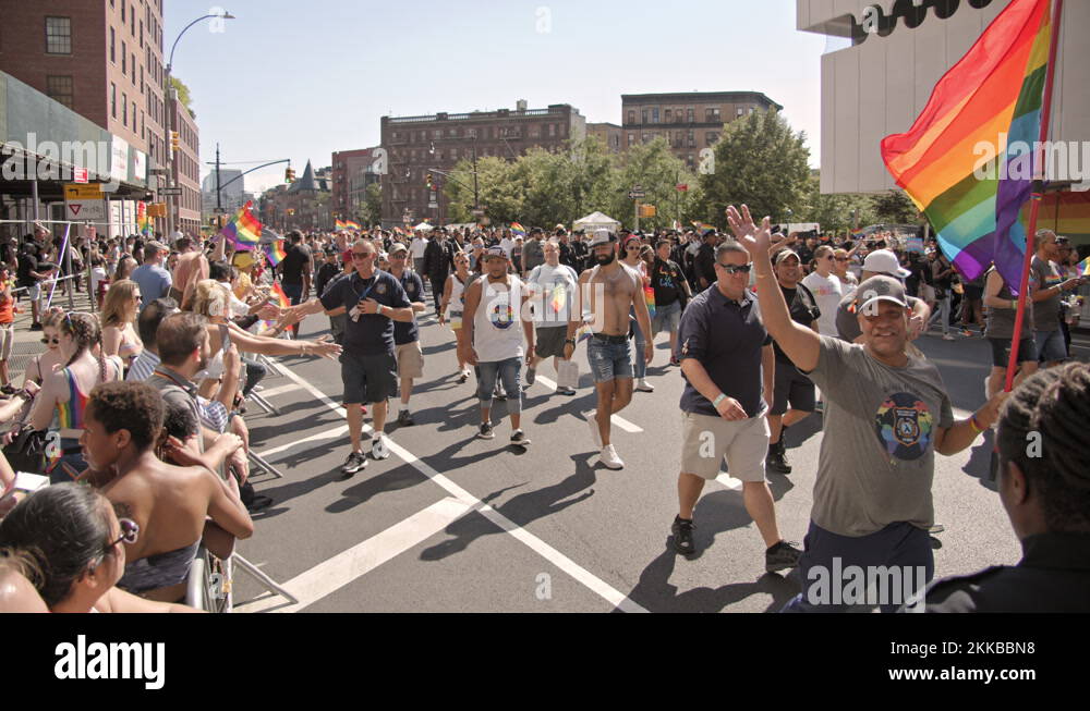New York City World Pride parade 50th anniversary, police officers ...