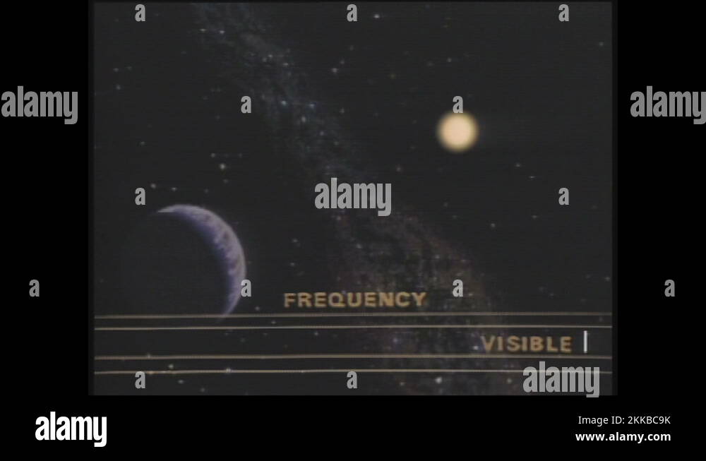 1990s: Light from sun in space. Planet and sun. Radio frequencies ...