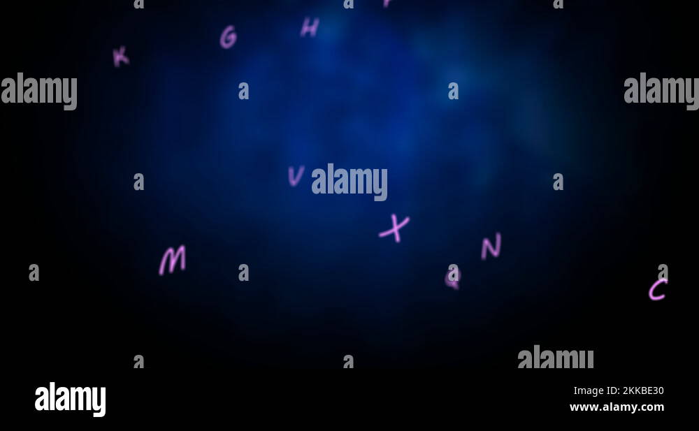 Digital animation of multiple purple alphabets floating over glowing blue Stock Video Footage ...
