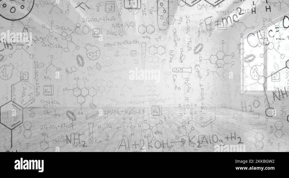 Digital composition of chemical structures and diagrams floating ...