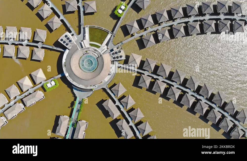 Sky View Of Palm Tree Design Hotel Room At A Resort - Aerial Shot Stock ...