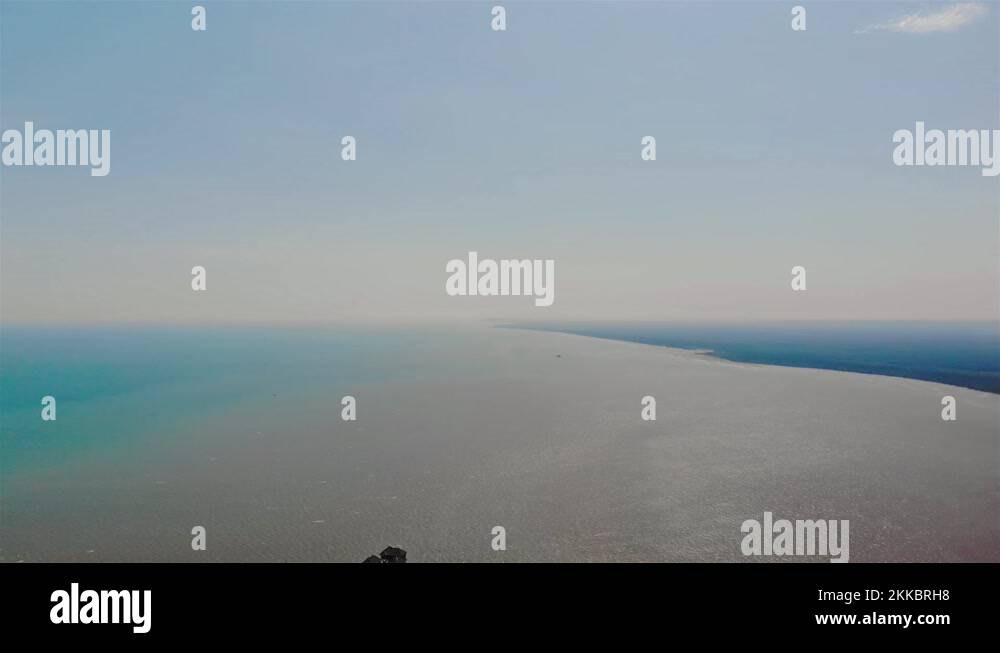 Sky View Of Clear Blue Ocean With Beautiful Resort Layout On The Ocean ...