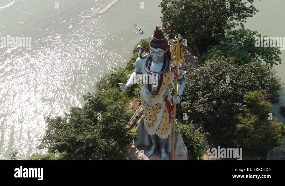 An aerial shot of Lord Shiva Statue in Haridwar, Uttarakhand,India ...
