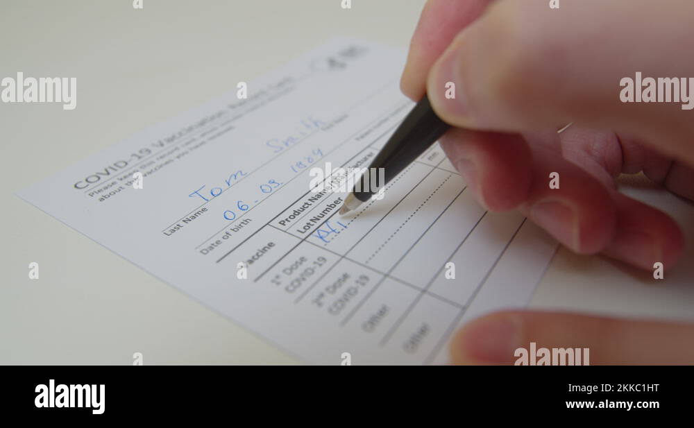 Filling COVID-19 Vaccination Record Card form Pfizer-BioNTech, 1st Dose ...