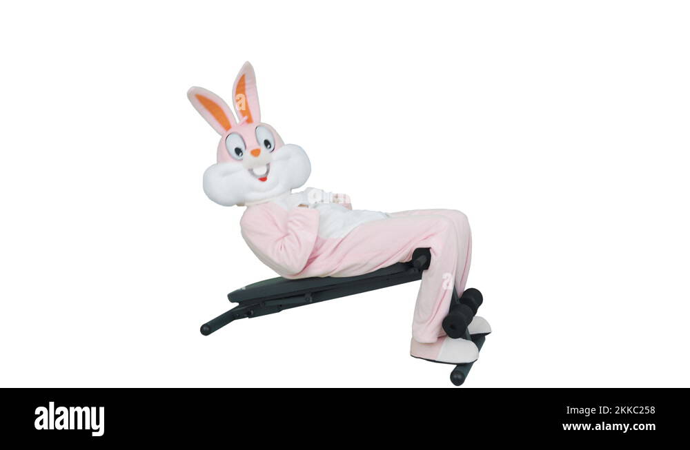 Easter Bunny or rabbit funny sportsman athlete bodybuilder is ...
