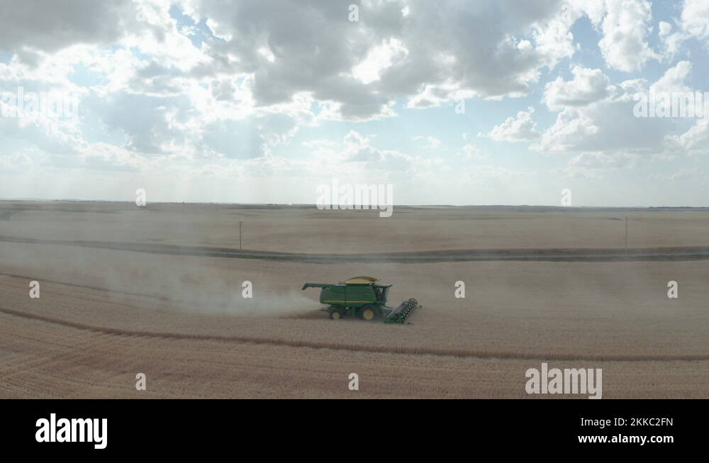 Combine Harvester Harvesting Ripe Barley Crops In Rural Field Of Stock ...