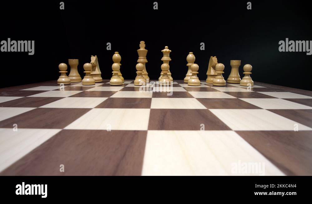 Chess board and chess moves filmed in frontal view. Teamwork of all ...