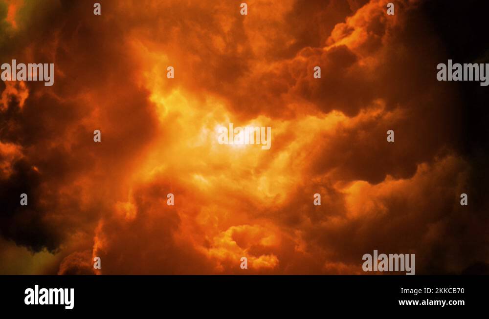 Flying through a lightning dust storm. Mad Max style red apocalyptic ...