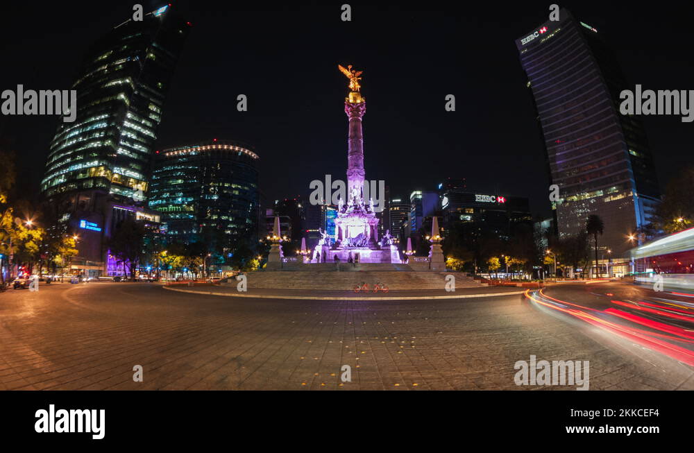 Mexico City, Timelapse of Traffic Around Angel of Independence Monument ...