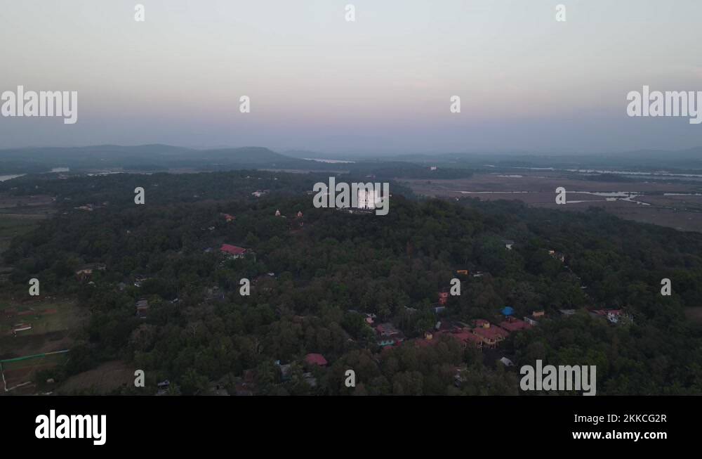 Birds eye view of divar Island in goa. here is the drone shot of church ...