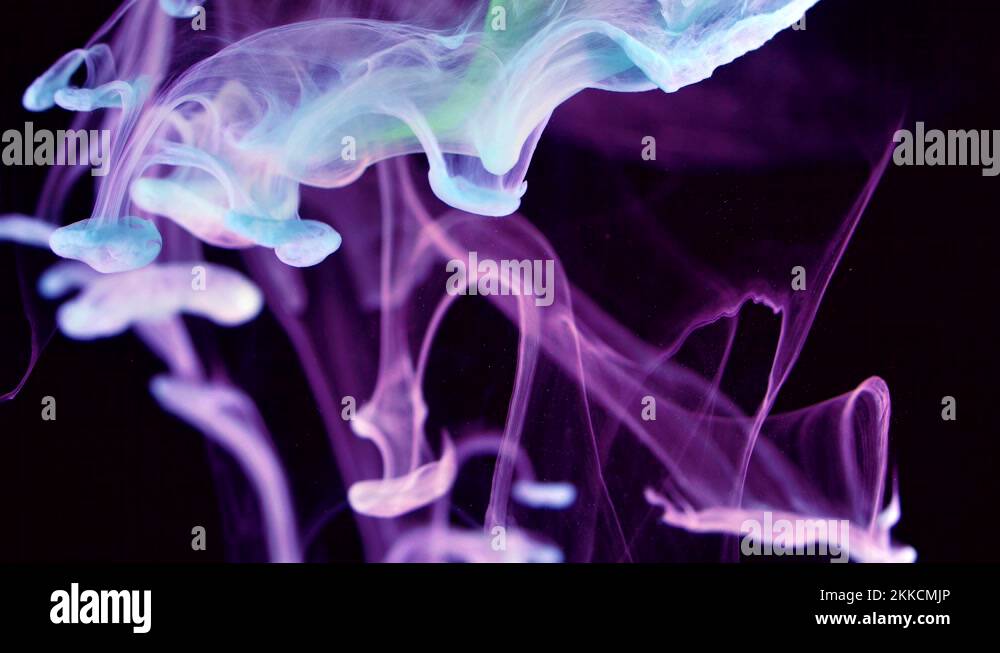 Acrylic colors in water. Ink blot. Abstract black background Stock ...