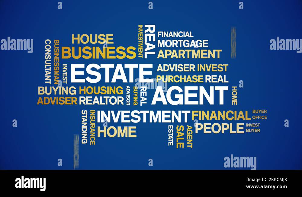 4k Estate Agent Animated Tag Word Cloud,Text Design Animation seamless ...