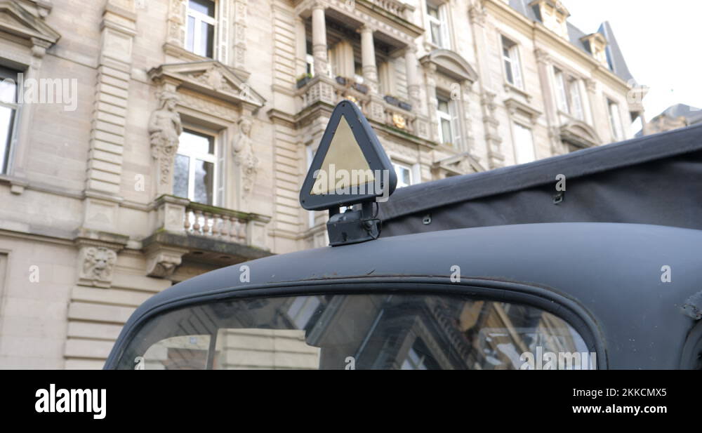 Triangle signage on the rooftop of a German 3-Ton Cargo Truck the ...