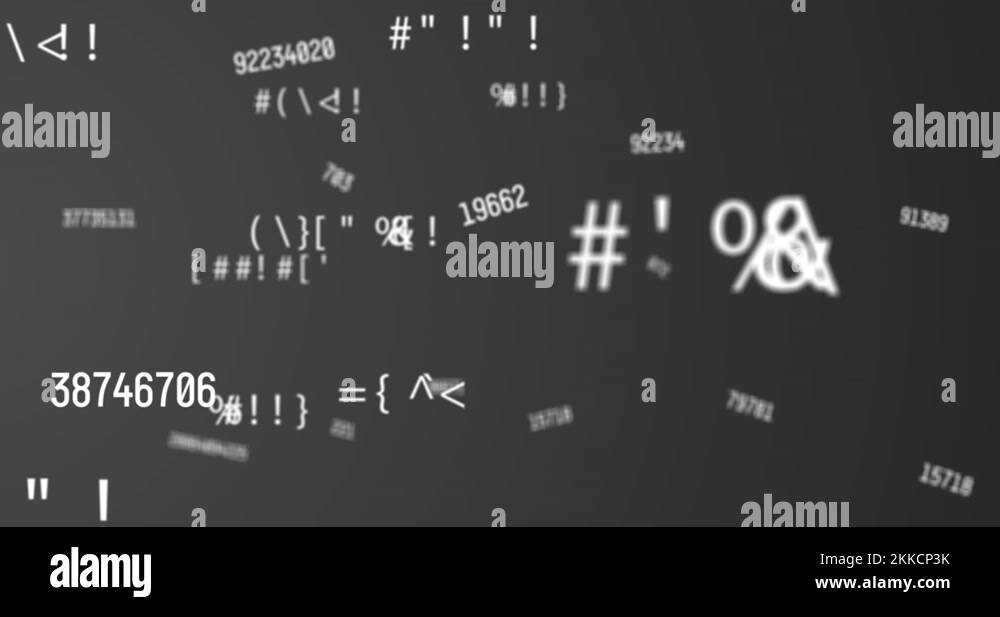 Digital animation of multiple changing numbers and symbols floating against grey Stock Video ...