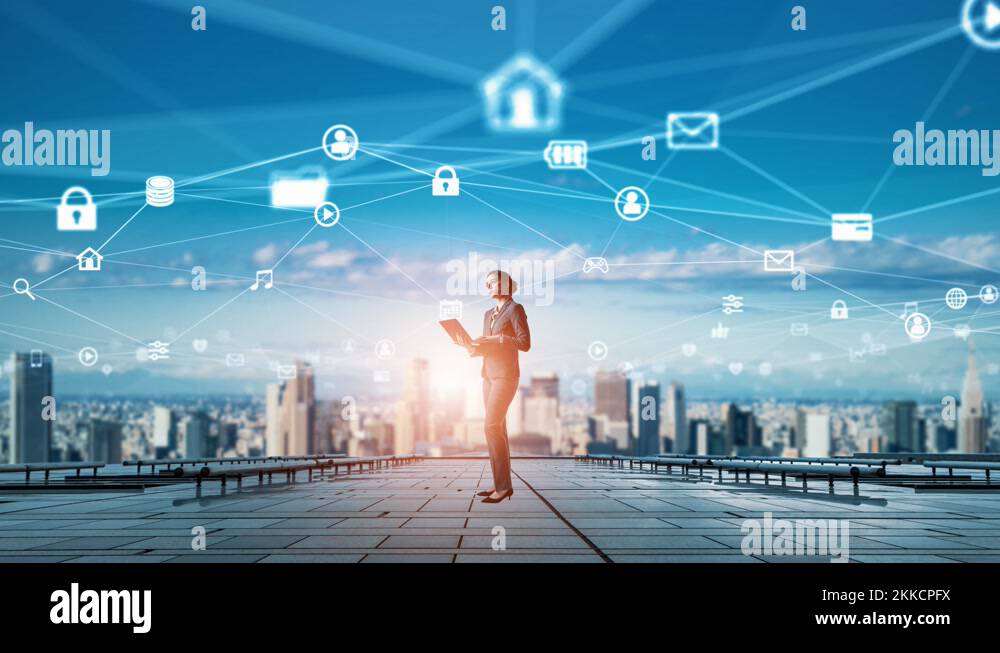 Communication network concept. IoT (Internet of Things ...