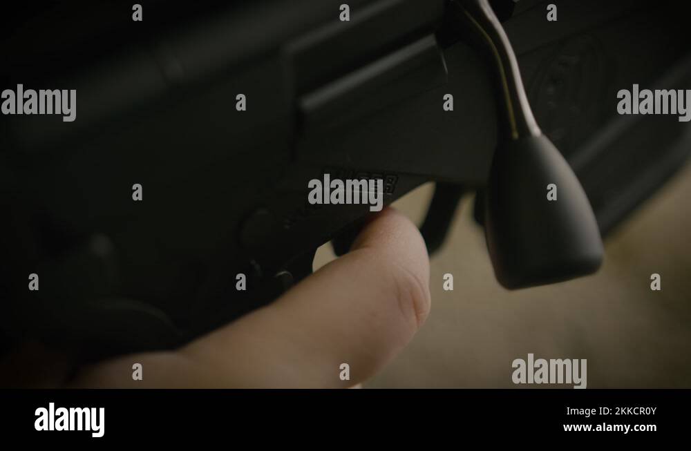 Sniper pulling trigger of Ruger precision rifle. Close up Stock Video ...