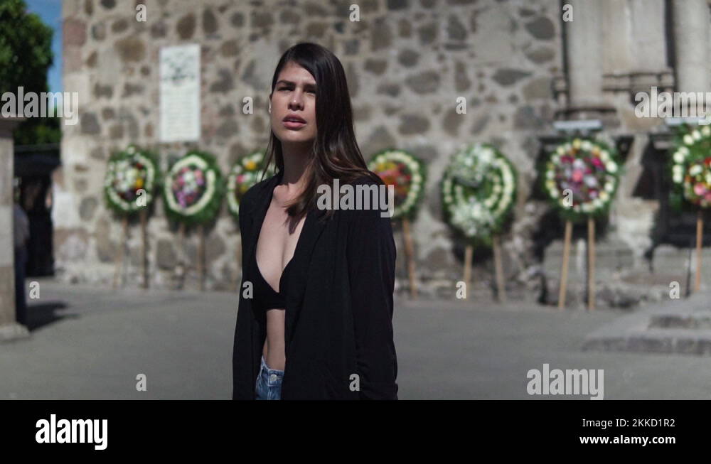 Hispanic girl model posing in Tequila town square in Jalisco, Mexico ...