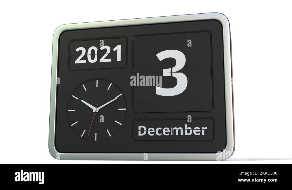 December 4 date on the classic flip clock calendar, 3d animation Stock ...