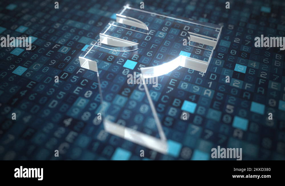 Rupee symbol on a blue computer screen background. Fintech or modern digital Stock Video Footage ...