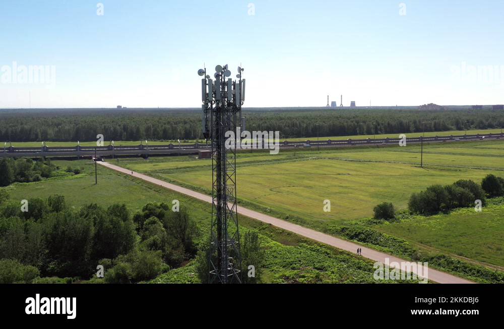 Cellular GSM tower with 3g, 4g, 5g transmitter. Communication antenna. Future Stock Video ...