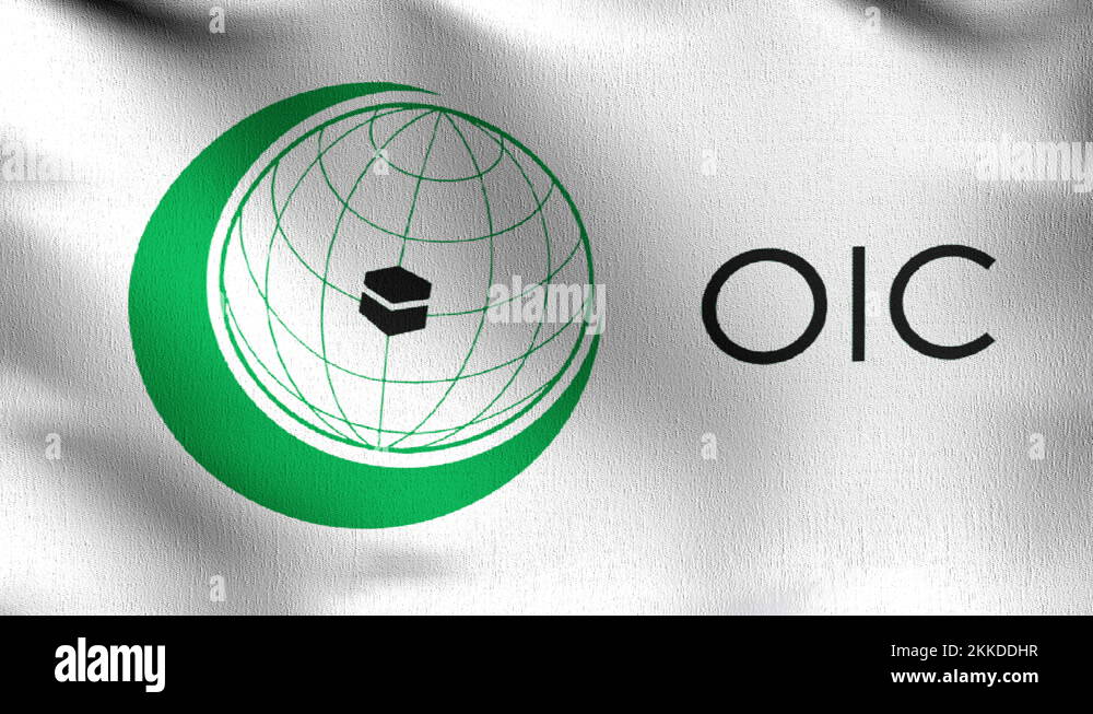 Seamless Loop 4K VDO. OIC or Organisation of Islamic Cooperation flag ...