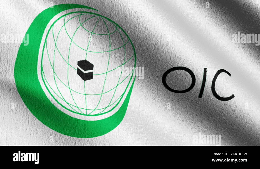 Seamless Loop 4K VDO. OIC or Organisation of Islamic Cooperation flag ...