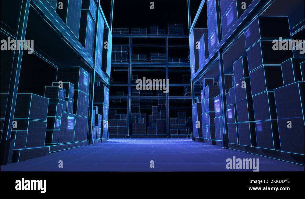Complete VFX Digitalization of Warehouse with Delivery Robots Stock ...
