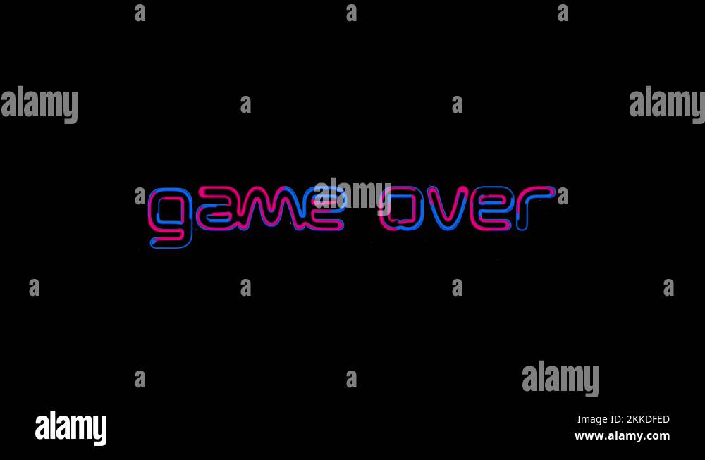 Looped animated "GAME OVER" text with neon effect. 2D game over motion graphics Stock Video ...