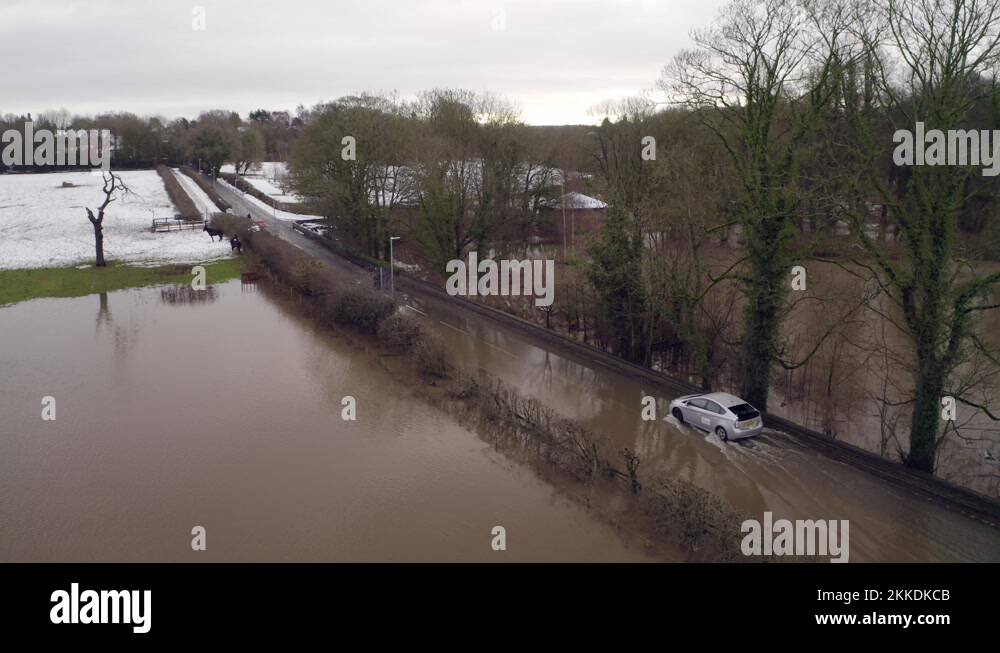 Aerial footage from Drone showing the river Bollin in Wilmslow ...