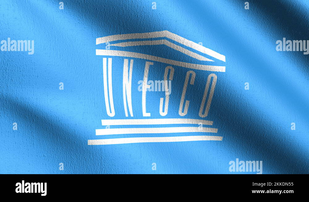 Seamless Loop 4K VDO. Flag of Unesco or United Nations Educational ...