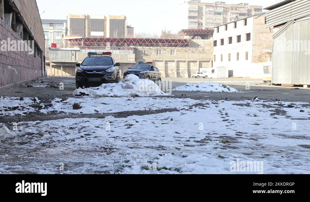 Police special forces vehicles approach the building Stock Video ...