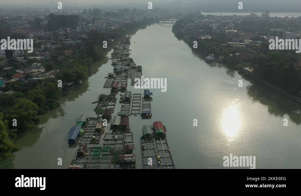 Floating fish farming community in Bien Hoa on the Dong Nai river ...