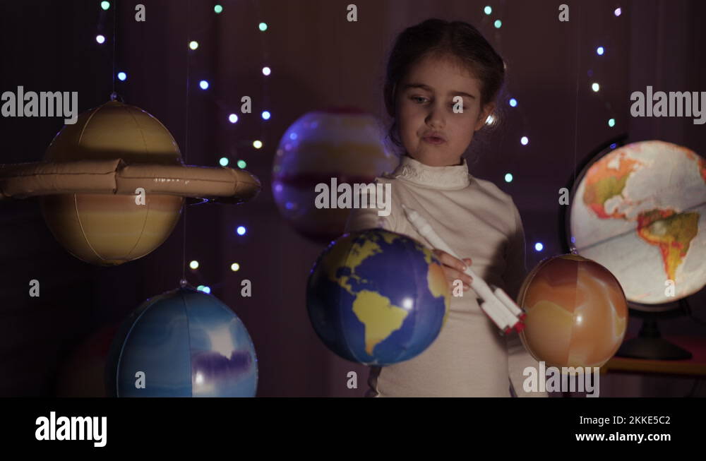 Space Travel Game Inspiration Spaceship. Little Kid Girl Astronaut ...