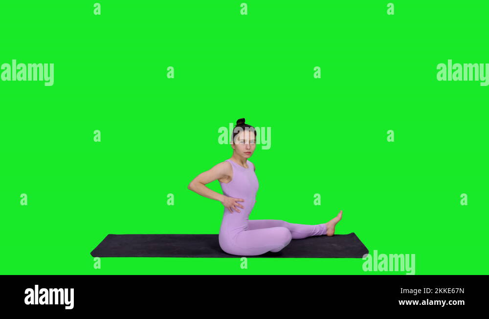 Flexible Sporty Girl Stretching Before Doing Splits Yoga Posture On