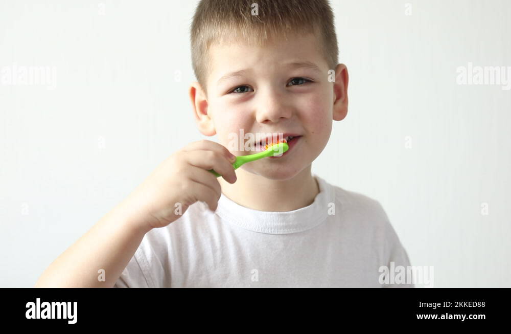 Young little kid boy brushing his teeth using tooth brush Stock Video ...