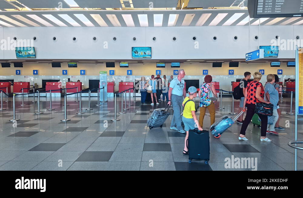 Queue of people waiting at boarding gate at airport Stock Video Footage ...