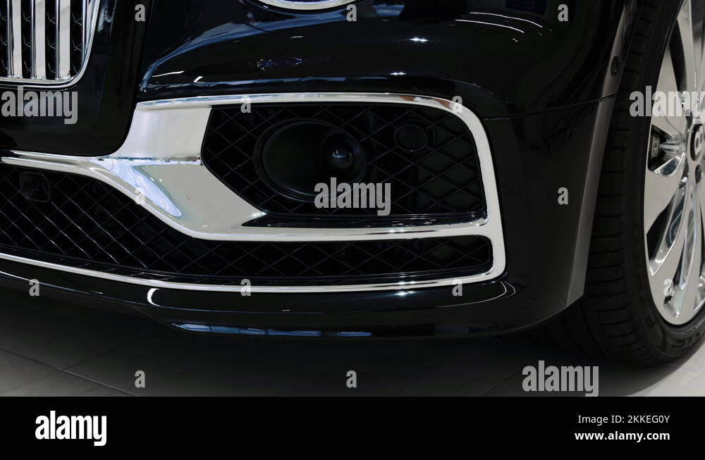 Radar on the car built into the radiator grille on the new black ...