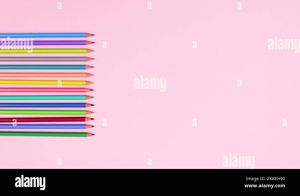 Pencils in different colors appear on left side. Stop motion Stock ...