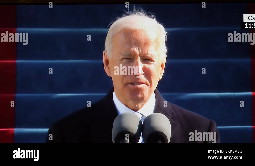 Woman watch TV breaking news of Presidential Inauguration ceremony of ...