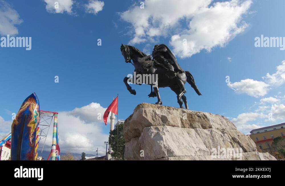 Statue of George Kastrioti Skanderbeg, an Albanian national heror who ...