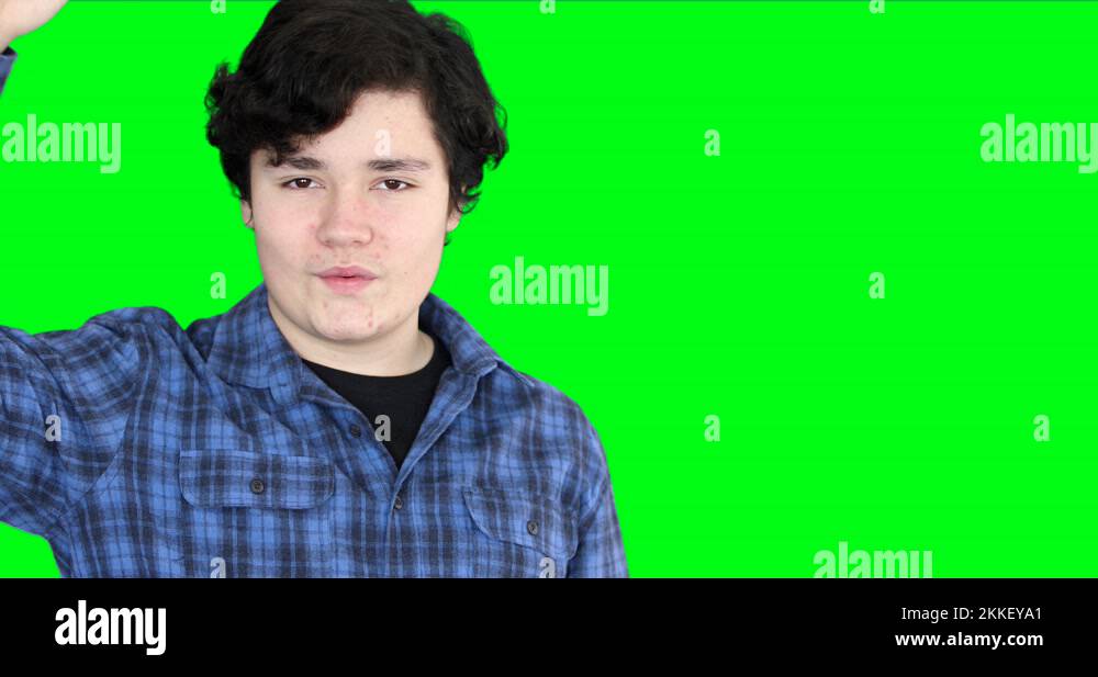 Teenager clapping hands at green screen background 1 Stock Video ...