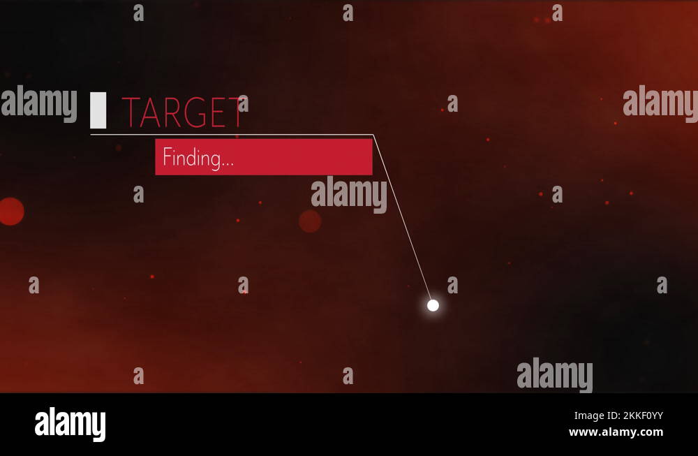 Animation of target finding text over red banner with red spots over ...