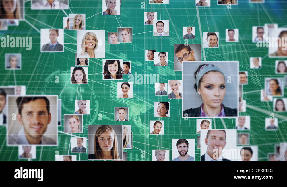 Digital composition of globe of multiple profile icons spinning against digital Stock Video ...