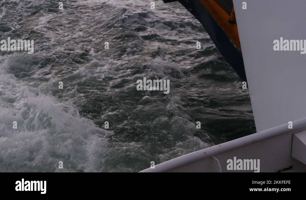 Ferry's Wake Splashing Behind. North Stradbroke Island, Moreton Bay ...