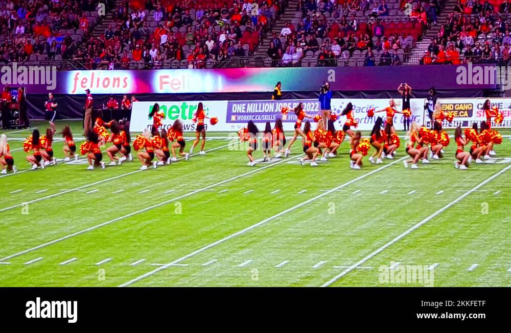 BC Stadium Lions Felions Cheerleaders start jump dance cheer routine on ...